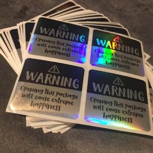 Bags | 6 Pc Warning Opening Package Cause Extreme Happiness Stickers ...